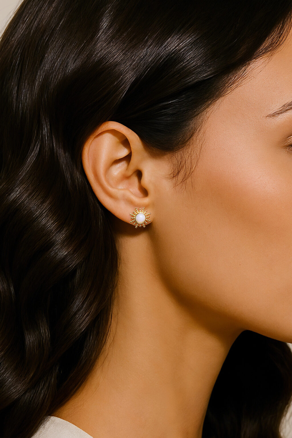 Cercei argint model soare cu piatra opal Manissi Opal Sun Gold