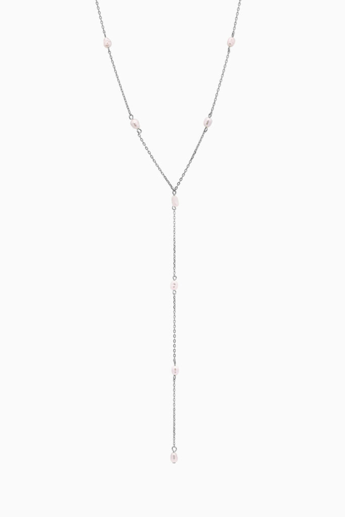 Lant din argint cu perle mici Manissi Long Pearl Silver - Manissi