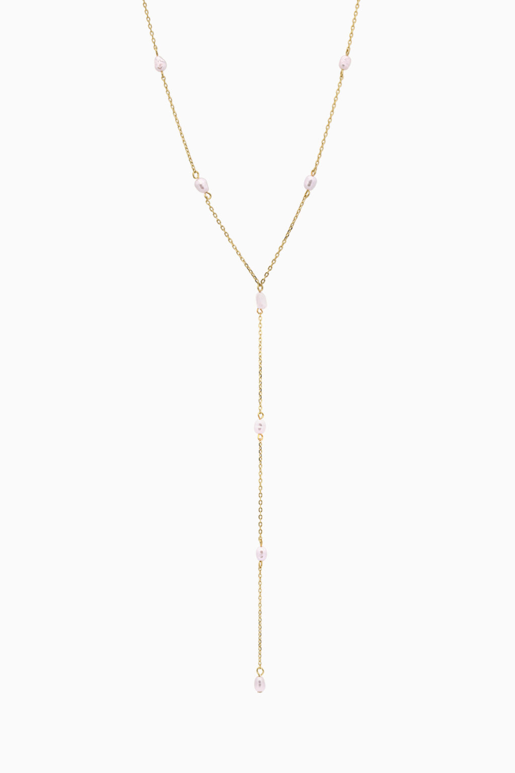 Lant din argint cu perle mici Manissi Long Pearl Gold - Manissi