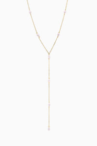 Lant din argint cu perle mici Manissi Long Pearl Gold - Manissi