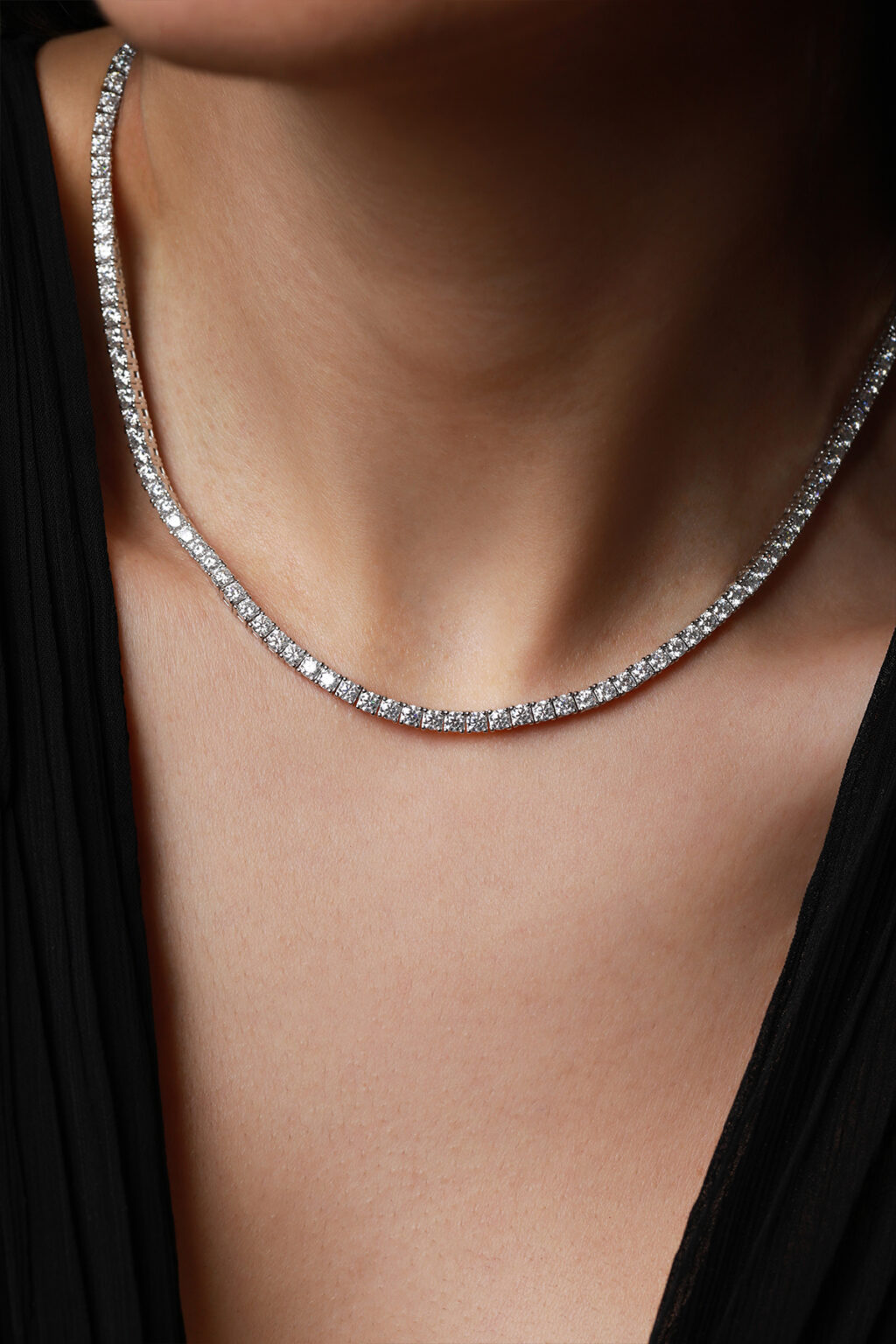 Colier din argint cu pietre moissanite Manissi Tennis 3 mm - Manissi